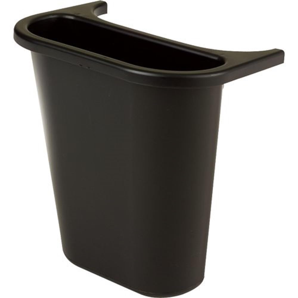 Rubbermaid Commercial Products Plastic Resin Deskside Wastebasket/Recycling Side Saddle Basket, Black, For Home/Office/Under Desk