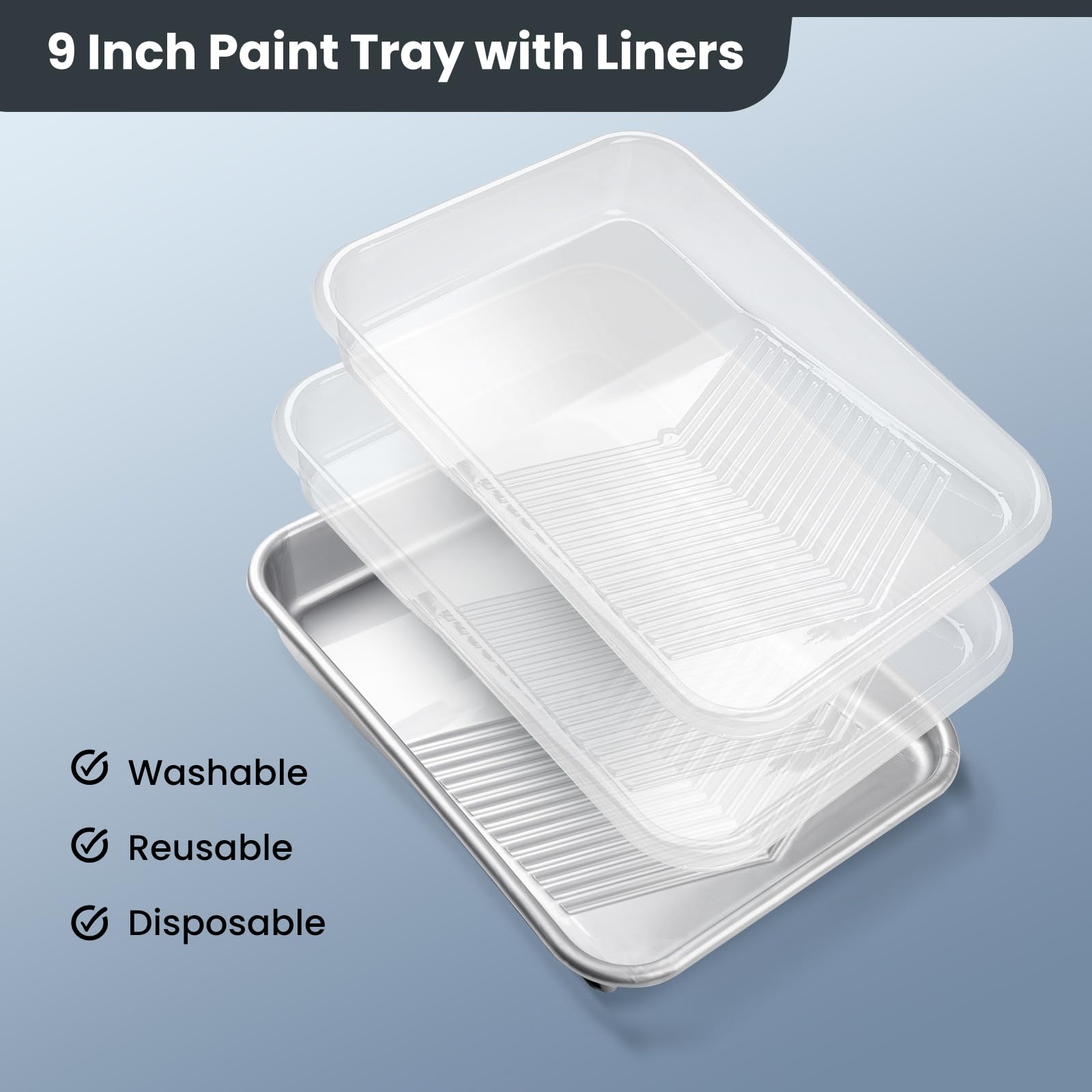 Mister Rui Paint Roller Kit, 18 Pack Paint Roller Set, 4"9" Paint Rollers for Painting Walls, Paint Tray with Liners, Angled Paint Brush, Professional Painting Kit for Home Improvement
