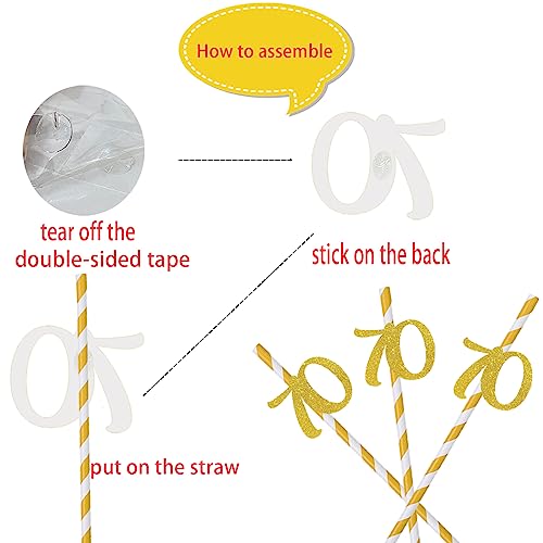 Labakita 70th Birthday Party Straw Decor - 70th Birthday Paper Straw Decor - 70th Birthday Striped Decorative Straws - Set of 24