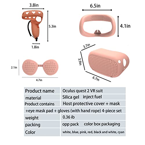 HEIXIAOYU VR Enclosure External Protective Cover For Oculus Quest 2 Accessories, Quest 2 VR Silicone Face Cover, VR Shell Cover,Quest 2 Touch Controller Grip Cover,Protective Lens Cover, (Pink)