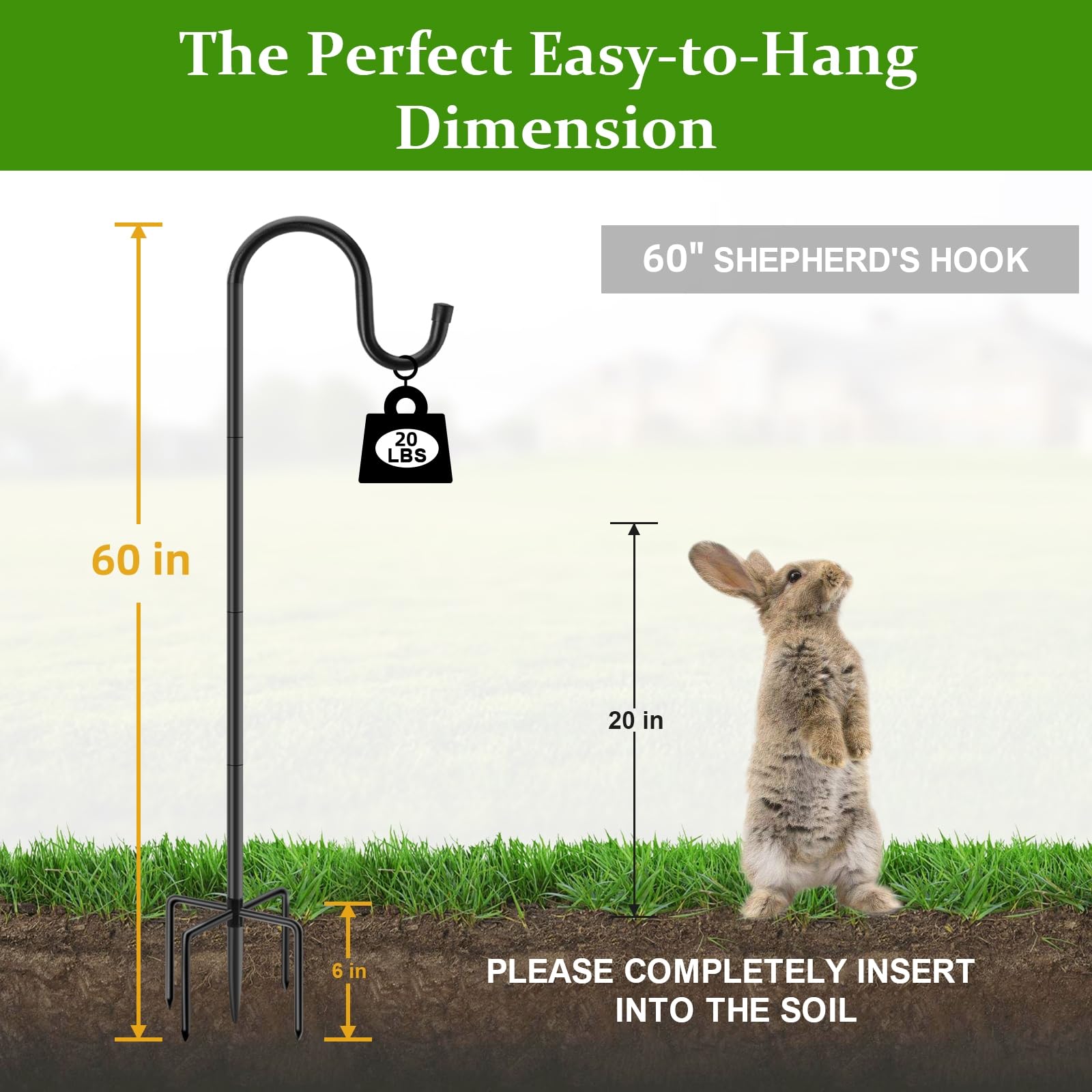 MIUVIBENI 60" Shepherds Hooks for Outdoor, Heavy Duty Bird Feeder Pole for Hanging Lantern, Hummingbird Feeder, Shepherds Hook for Bird Feeders for Outside with 5 Prongs Base,1 Packs