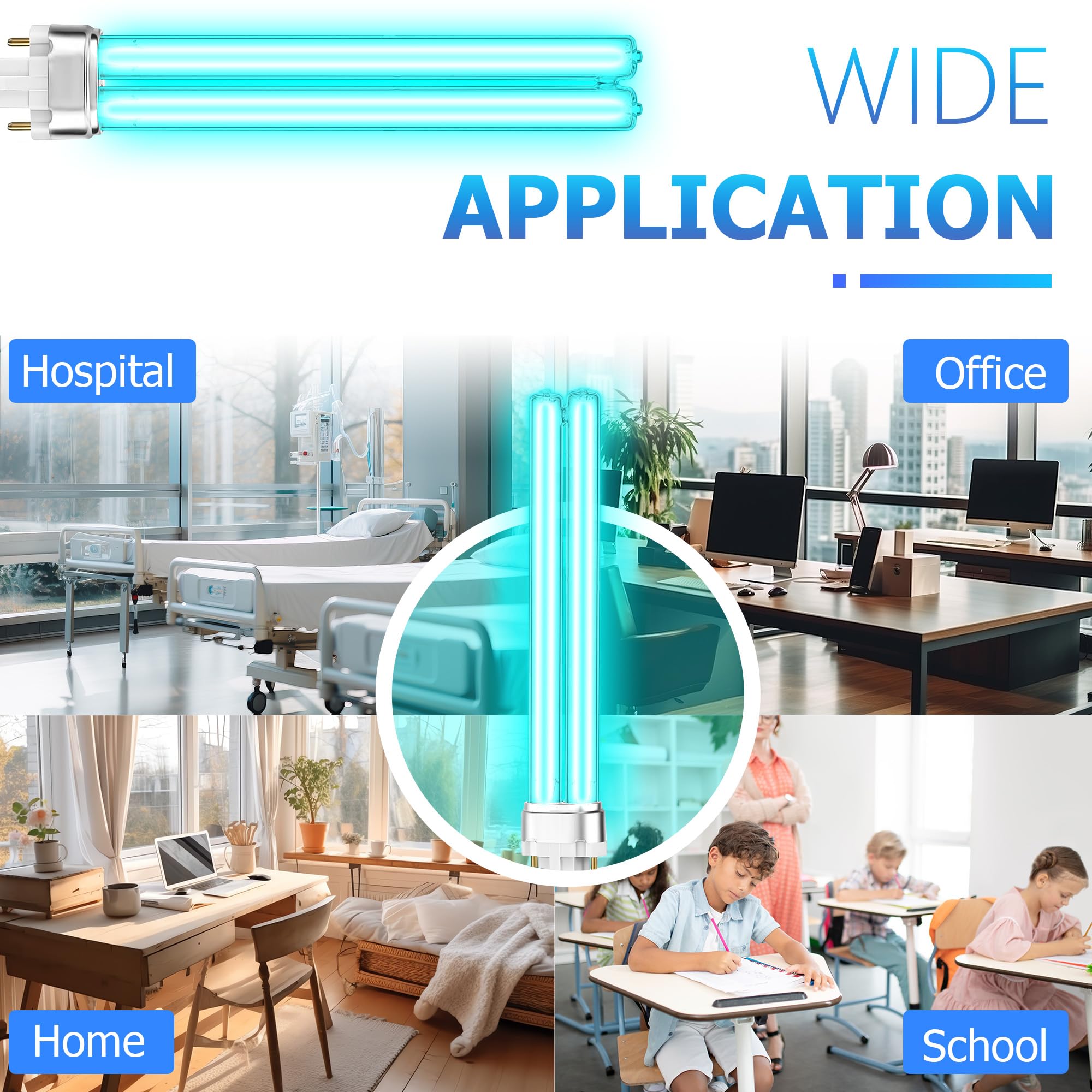 Qualirey 2 Pcs 9W UV Light Bulb Compatible with D200 Air Purifier, Air Purifier Whole House UV Light for R18, R18D R2000 Induct Air Purifier, UVC G23 2 Pin Base HVAC UV Light Bulb Replacement