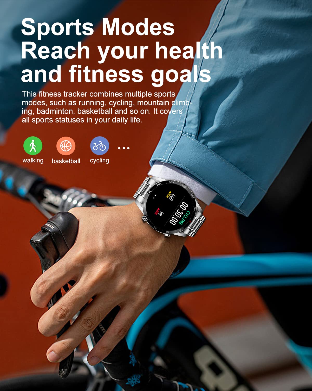 LIGE Smart Watches for Men Stylish with Bluetooth Call Message Notification Heavy Duty Big Screen Compatible with Android iOS iPhone Fitness Activity Tracker with Blood Pressure Men's Smartwatch
