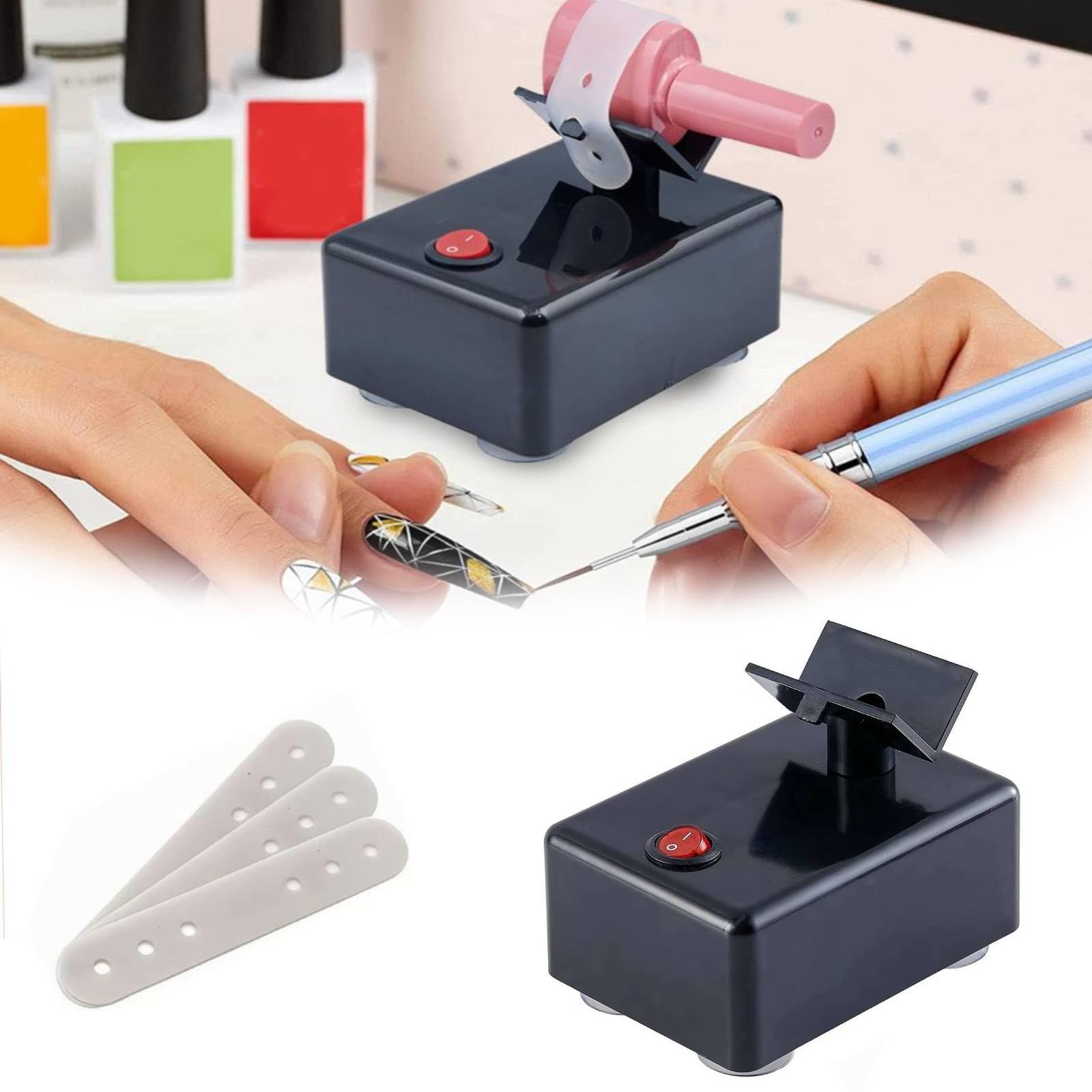 Nail Polish Shaker Machine, Nail Gel Polish Mixer, Nail Lacquer Shaker, Model Paints Shaker Vibrating Screen 3200 Shakes/Min Lash Varnish Bottle Glue Shaking Machine for Nail Art Ink (Silver EU)
