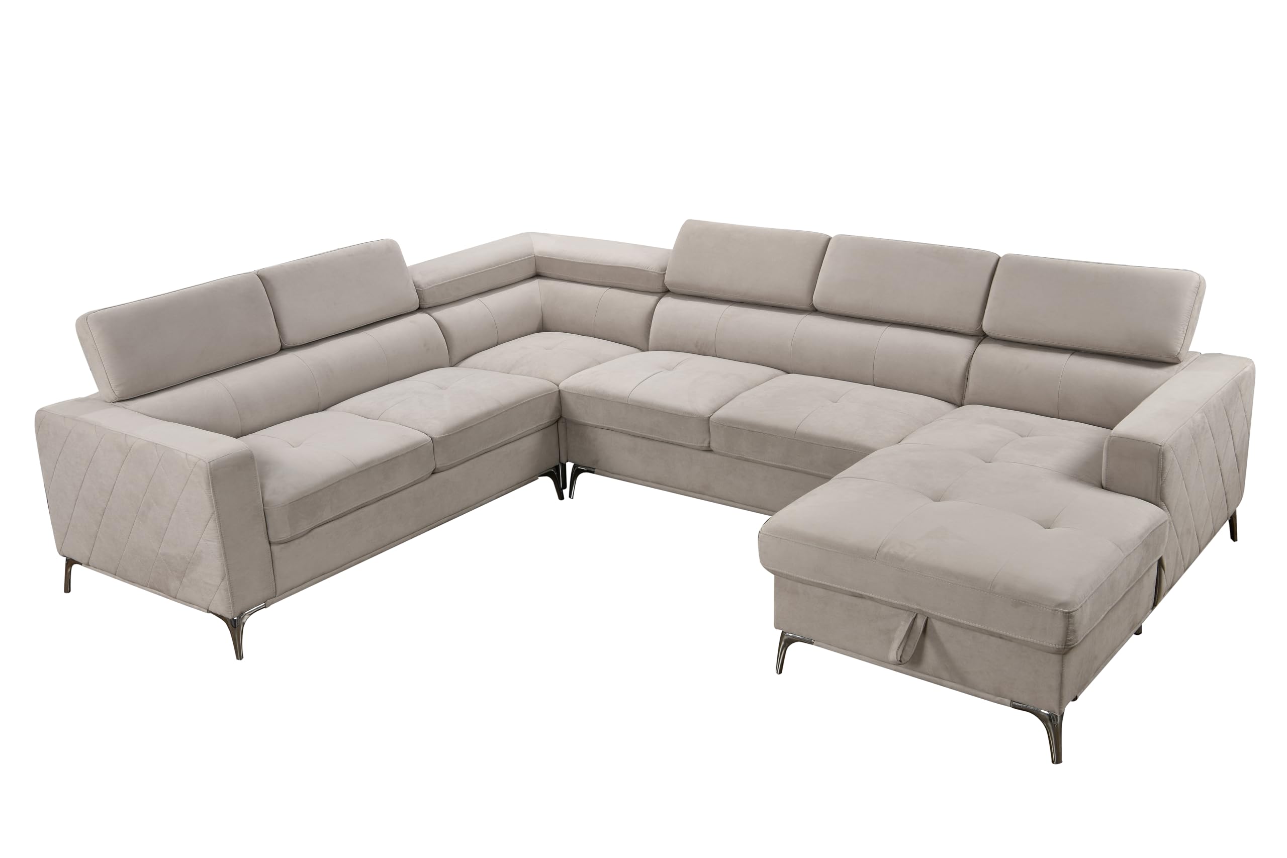LUSPAZ 105 Inch Convertible L-Shape Sectional Sofa for Living Room, Apartment, 4 Seater Reversible Corner Modular Sleeper Couch Bed with Storage Chaise and 2 Stools for Large Speaces, Charcoal Gray