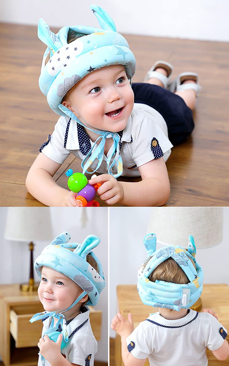 JunNeng Baby Walker Head Helmet Toddler Head Protector Bumper Bonnet with Knee Pads&Anti-Slip Socks (Dniosaur)