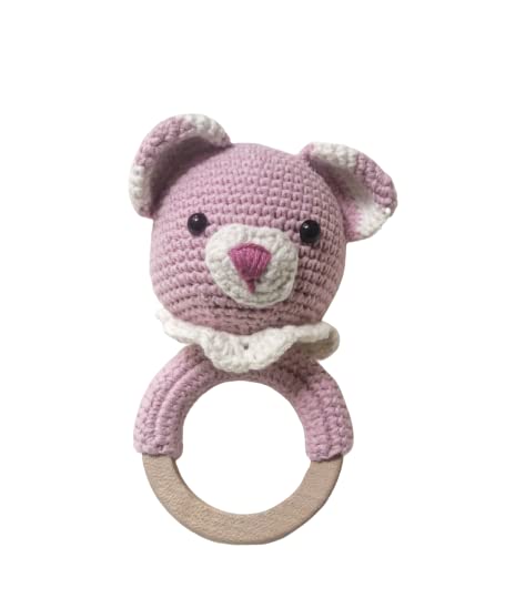LuvYu Baby Amigurumi Pattern Crochet Teddy Bear: Turkish Handmade Rattle for Safe and Stimulating Early Learning - Handcrafted with Care