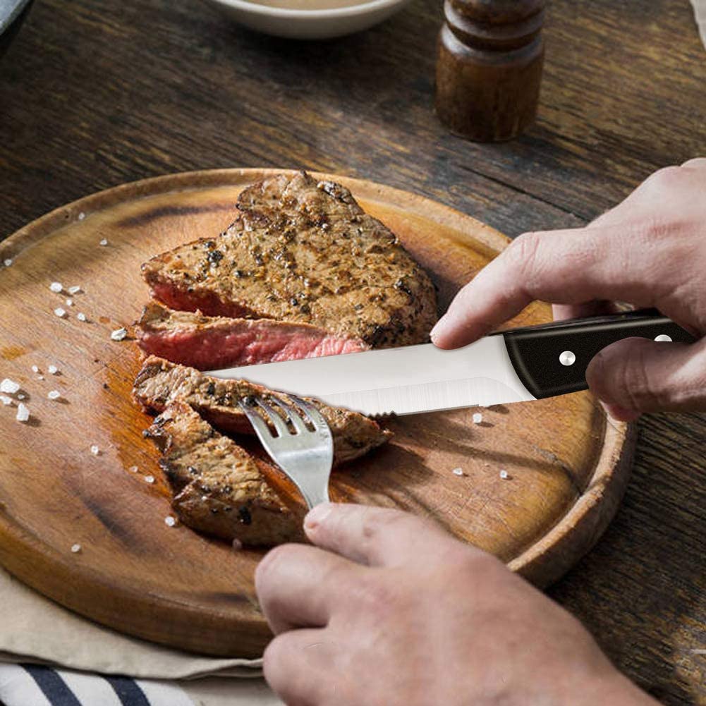 Knife Sets with Block, 8-Piece Kitchen Knife Set with Sharpener, Germany Stainless Steel Knife Block Set and Serrated Steak Knives