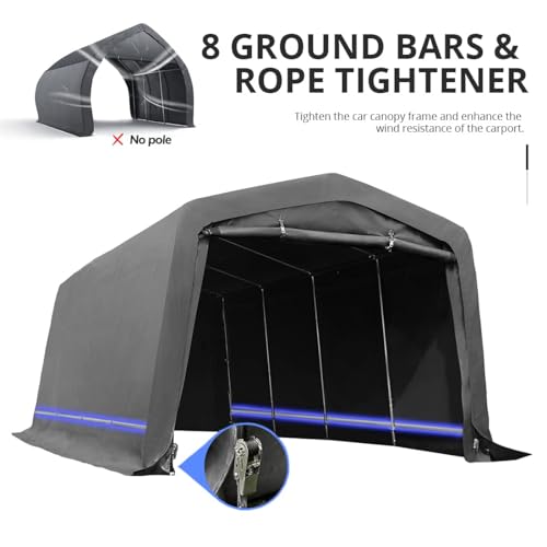 KING BIRD 10' x 20' Heavy Duty Anti-Snow Carport Outdoor Instant Garage Car Canopy with Reinforced Ground Bars