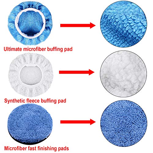 SIQUK 13 Pieces Buffing Pads 3 Inch Car Polishing Pad Kit Foam Polish Pads Wax Buffer Polisher Attachment for Drill