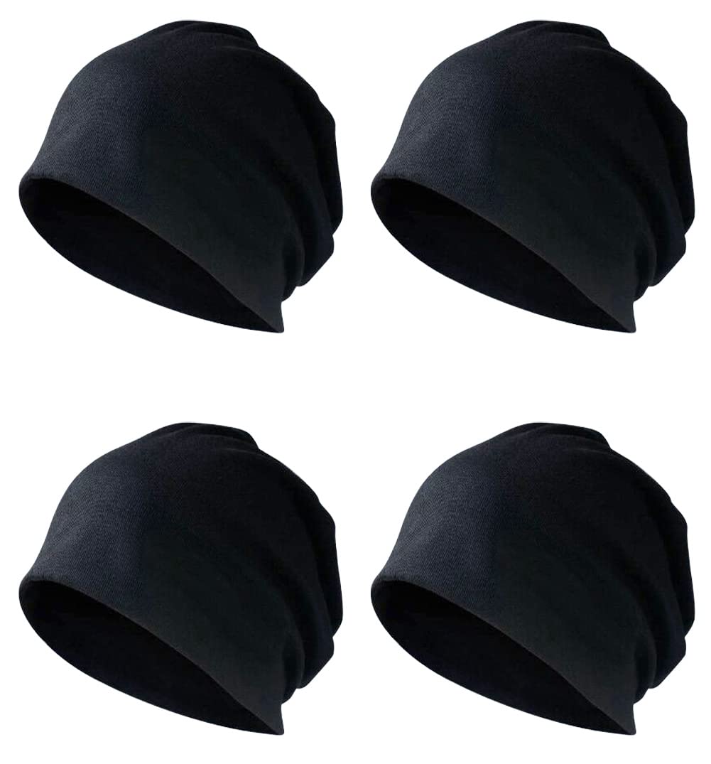 Kninmdor Cotton Beanie Hat Skull Caps Slouchy Hats Soft Chemo Cap Lightweight Jersey Running Beanies for Men and Women - Black, Dark Heather Grey,Tan, Dark Grey