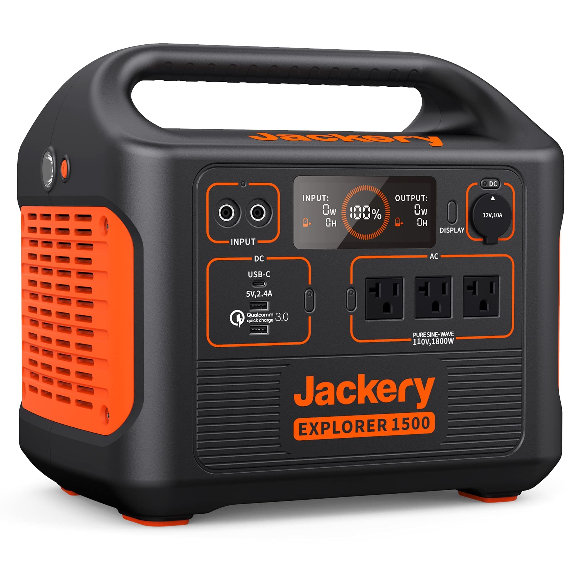 Jackery Portable Power Station Explorer 1500, 1534Wh Portable Generator with 3x110V/1800W AC Outlets, Solar Mobile Lithium Battery Pack for Outdoor RV/Van Camping, Overlanding (Renewed)