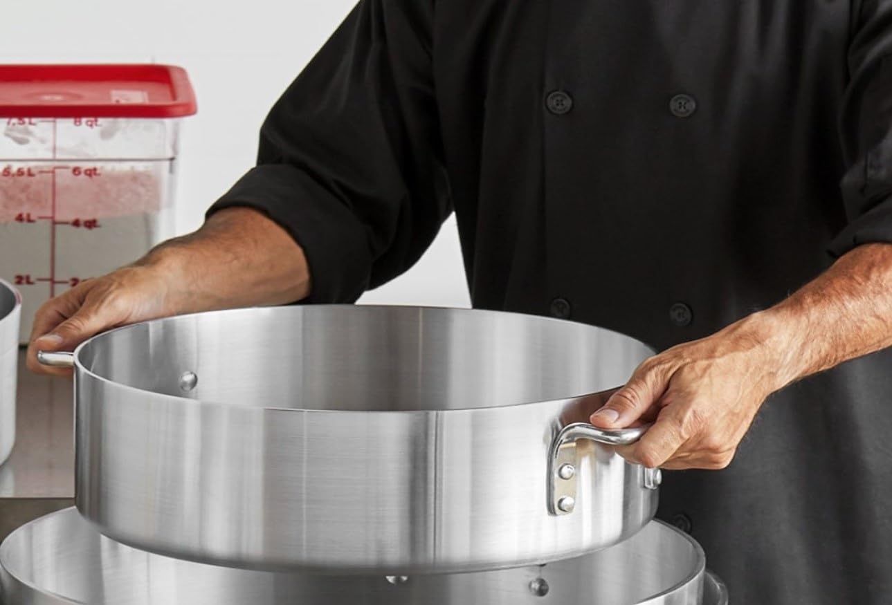Soro Essentials- 40 qt. Heavy Weight Aluminum Brazier 6 mm Thickness- Brazier with Riveted Handles Perfect for Roasting Sauteing Searing and Pan Frying