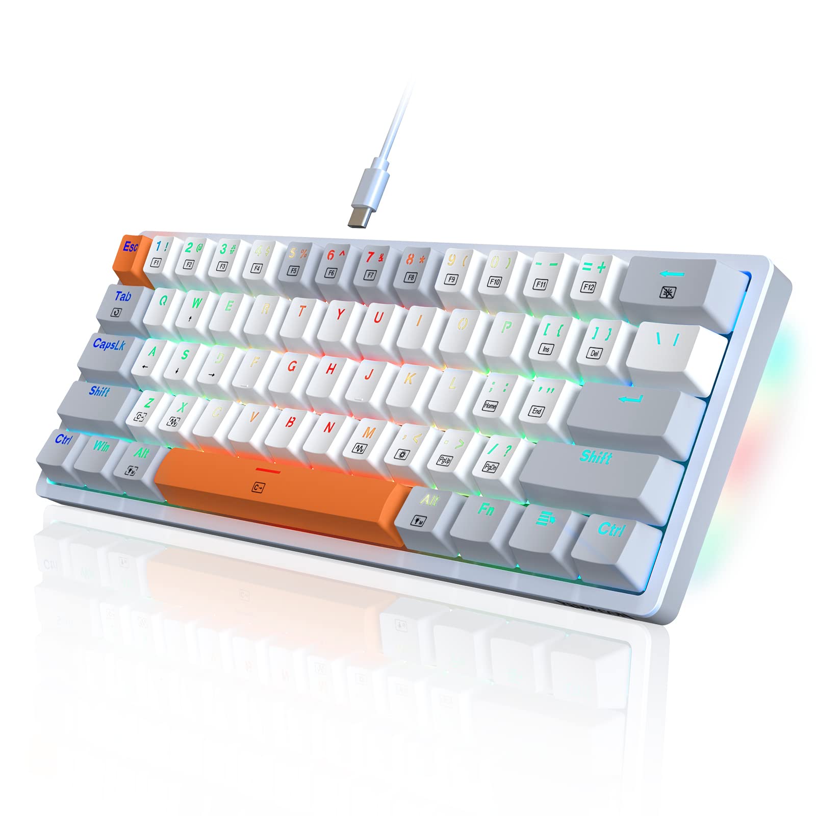 Redragon 60% Mechanical Gaming Keyboard RGB Backlit Ultra-Compact Hot-Swappable Red Switch, Fully Programmable Pro Software Supported, K642WGO-RGB