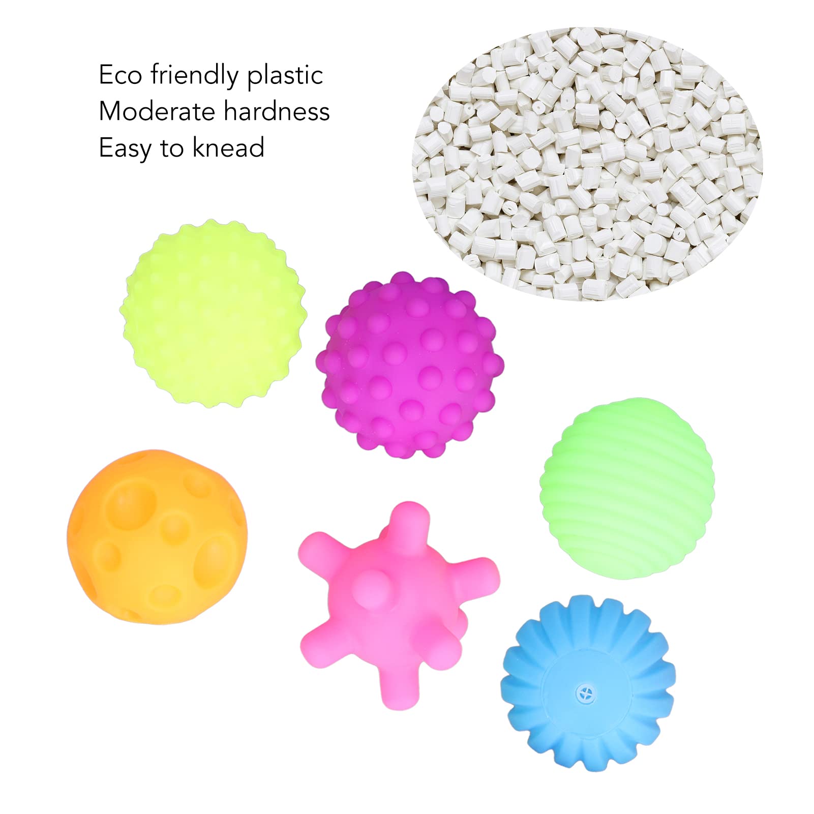LBEC Textured Ball Set Multicolor Baby Sensory Ball Portable 6 Piece Toddler Home (Colorful)