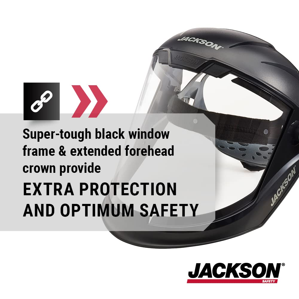 Jackson Safety Lightweight MAXVIEW Premium Face Shield with 370 Speed Dial Ratcheting Headgear β Uncoated Clear
