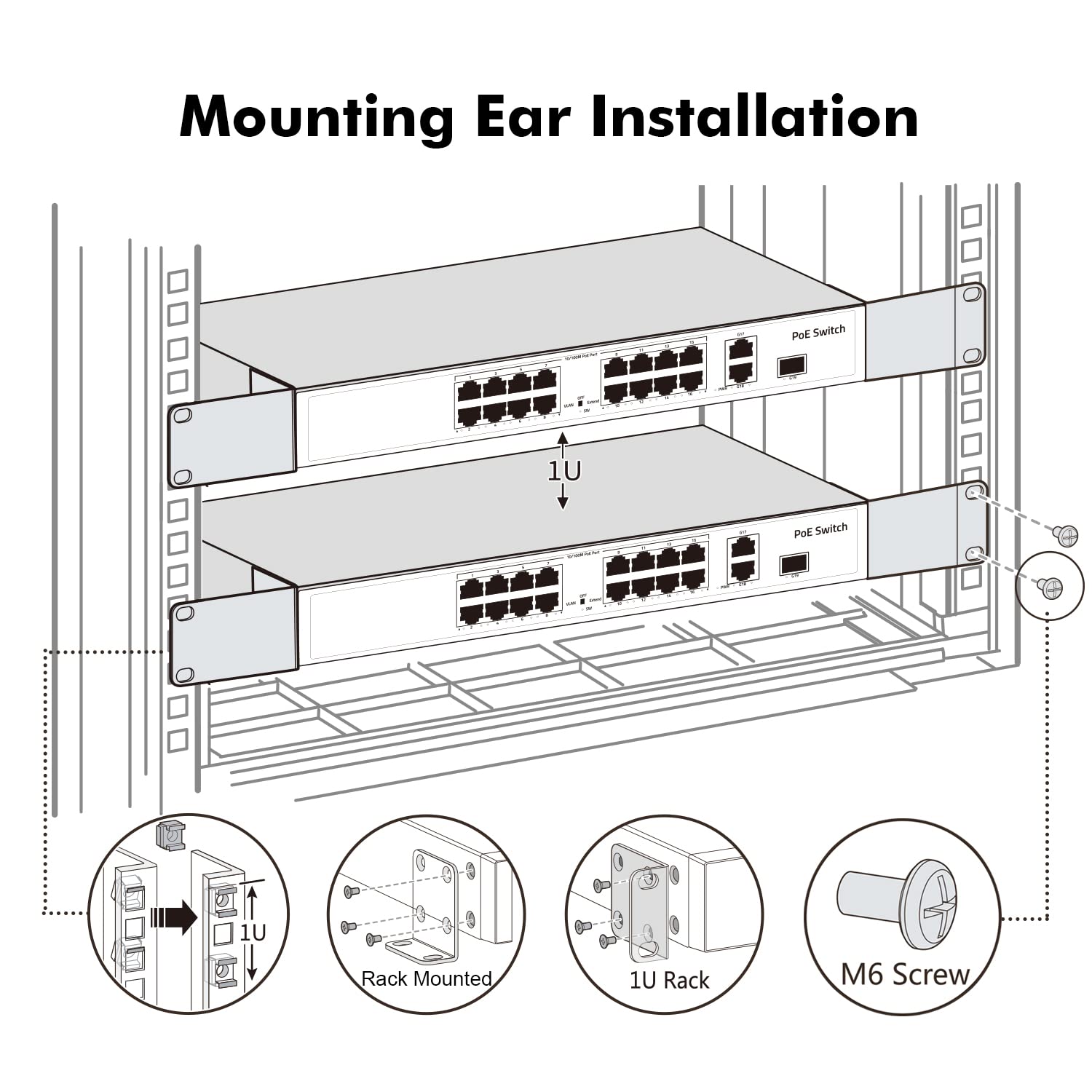 MokerLink Metal Rack Mount Ear for 13 inch Switches, Compatible for Netgear, D-Link, TRENDnet Series Switches