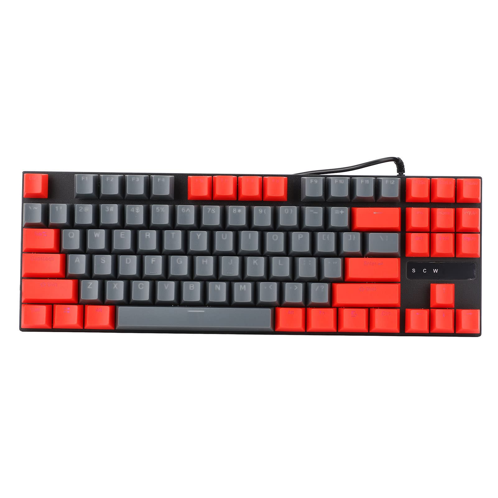 Mechanical Gaming Keyboard, Red Switch Mechanical Keyboard Red Switch USB Interface 87 Key Color Blocking 2 Color Injection Molding for Gaming (Gray and Red)