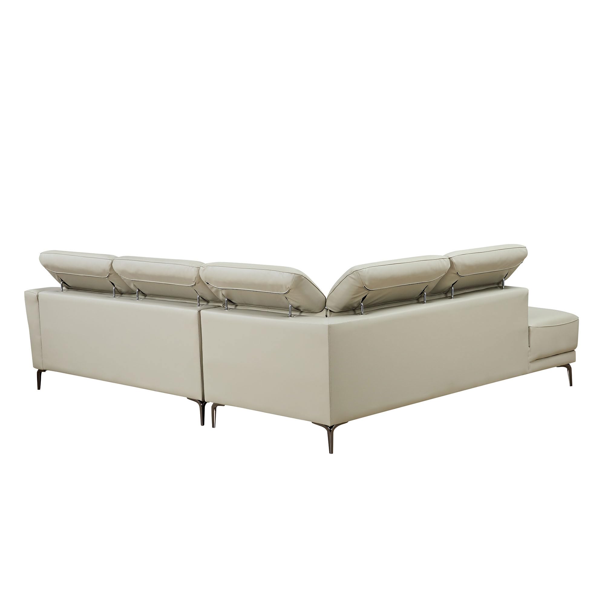 Plococo 111.41 inch Genuine Leather Sofa Couch, Modern Design L Shaped Leather Sofa Adjustable Headrests Couch for Living Room (Beige Grey, Left Chaise)