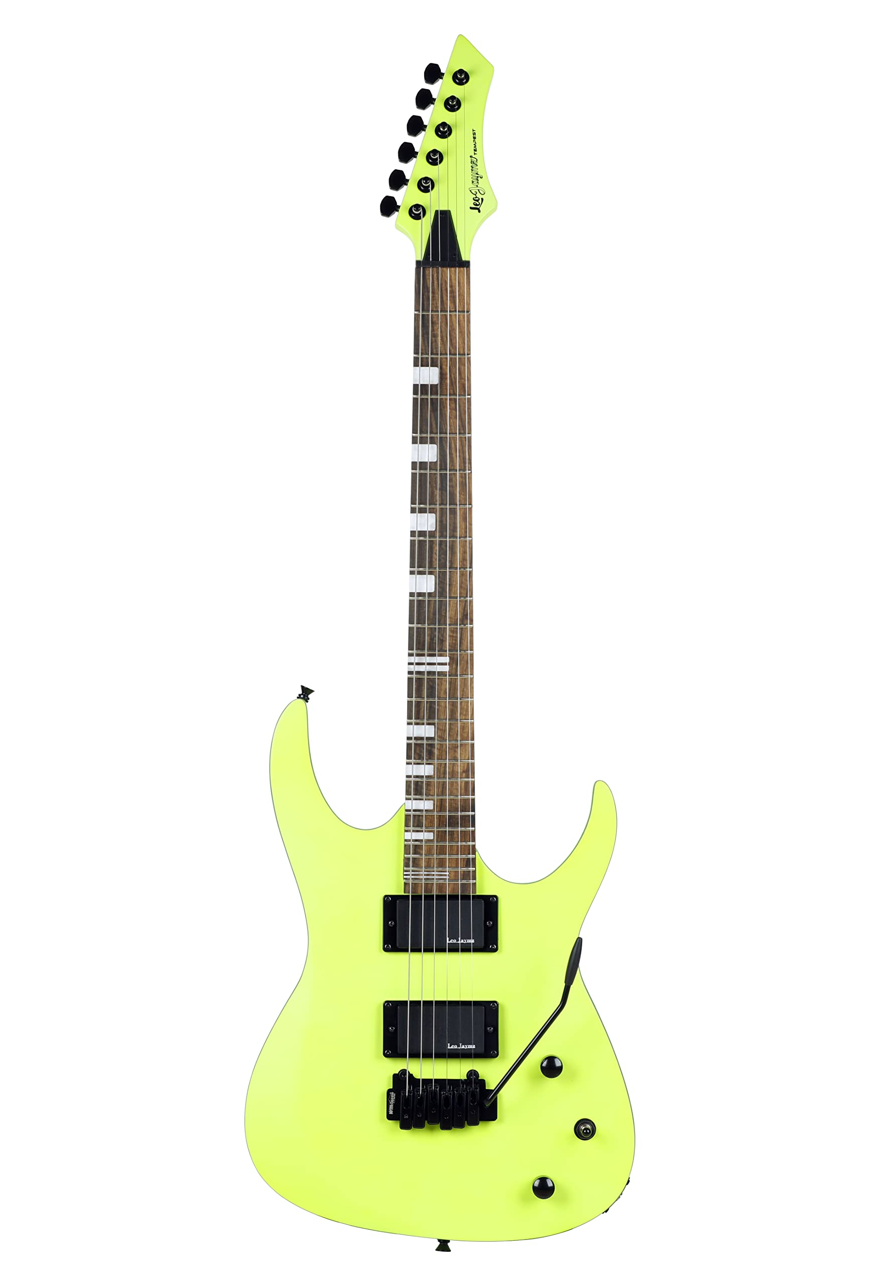 Leo Jaymz Full Size Electric Guitar Storm Series - Mahogany Body,Maple Neck and Rosewood Fingleboard - Customized Active Pickups,Wilkinson 2-point Bridge(Fluorescent Green)