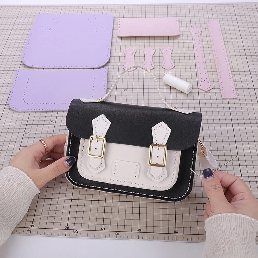 LSDJGDDE Handmade Bag Hand Stitching with Sewing Tool Handbag Adjustable Shoulder Bag Accessories Leather