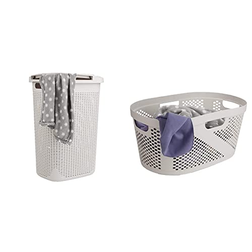 Mind Reader Basket Laundry Hamper, Bathroom, Bedroom, Closet, 60 Liter, Ivory & HHAMP40-IVO, Laundry, Storage, Bathroom, Bedroom, Home, Ivory 40 Liter Clothes Basket