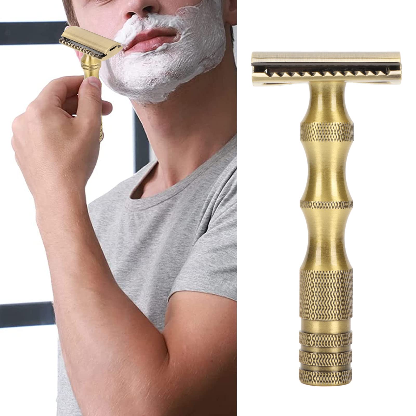 Mechanical, Mens Double Edge Metal Manual Beard Shaving for Men Reusable and Eco Friendly All Razors Shaving, Safety Cutting Tool