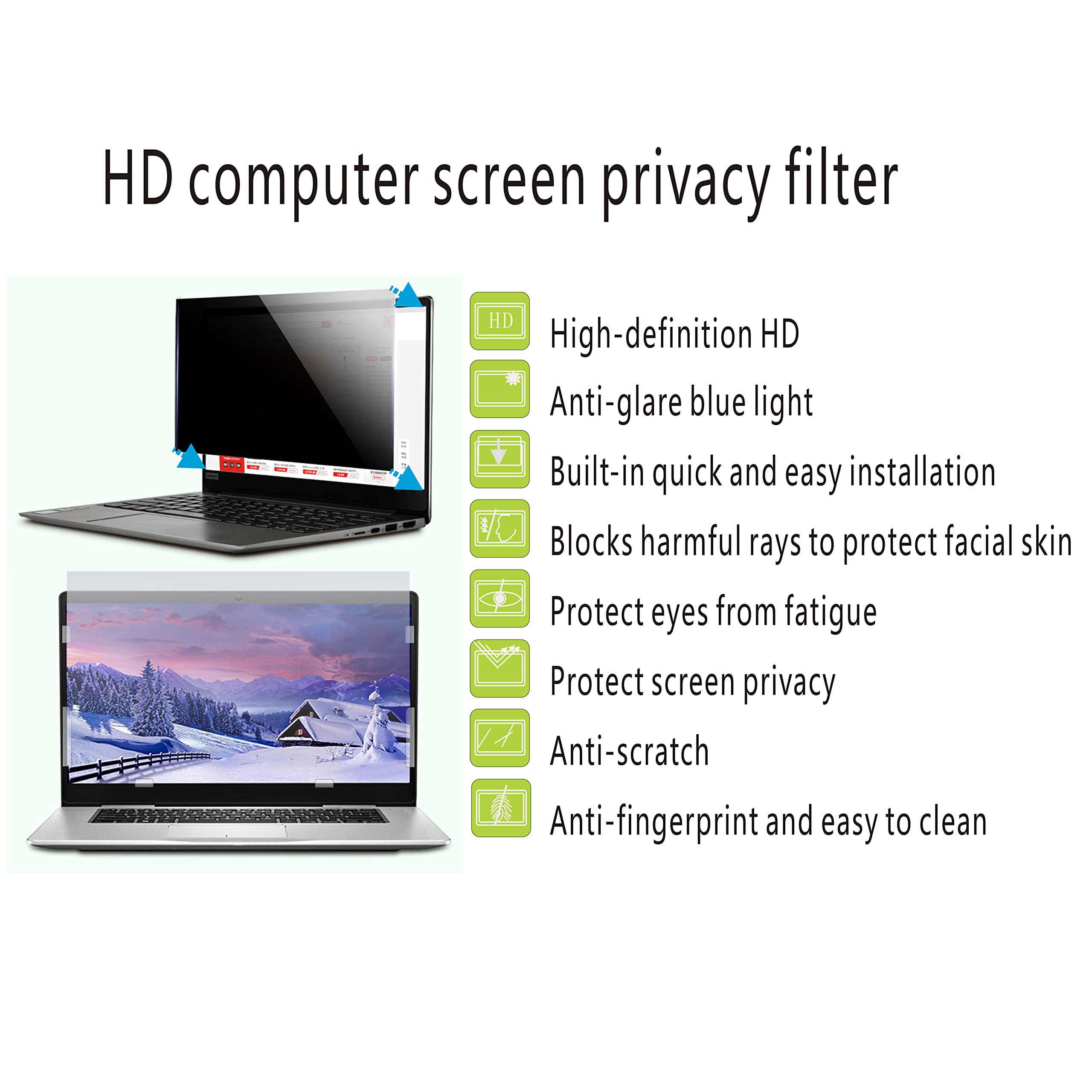 MSF MISAFU Laptop Privacy Screen Invisible Shield 15.6" Anti Blue Light Glare 16:9 Widescreen Computer Monitor Anti-Glare Privacy ProtectorAnti-Glare Nano Louver