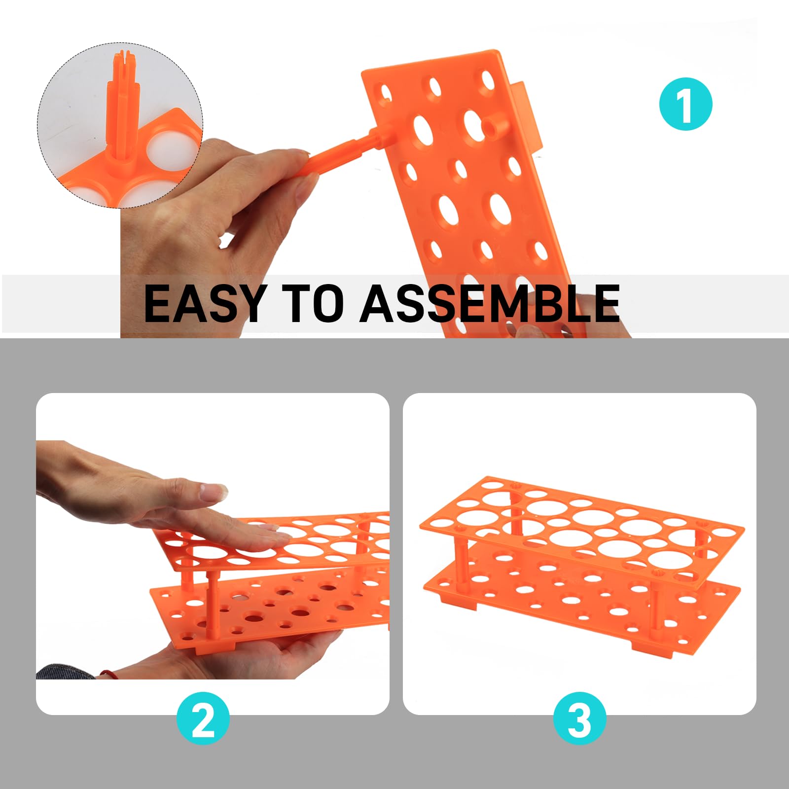LSVERDE 3 Pack Test Tube Rack Centrifuge Tube Holder for 10ml/15ml/50ml, Detachable Plastic Stand 128 Well