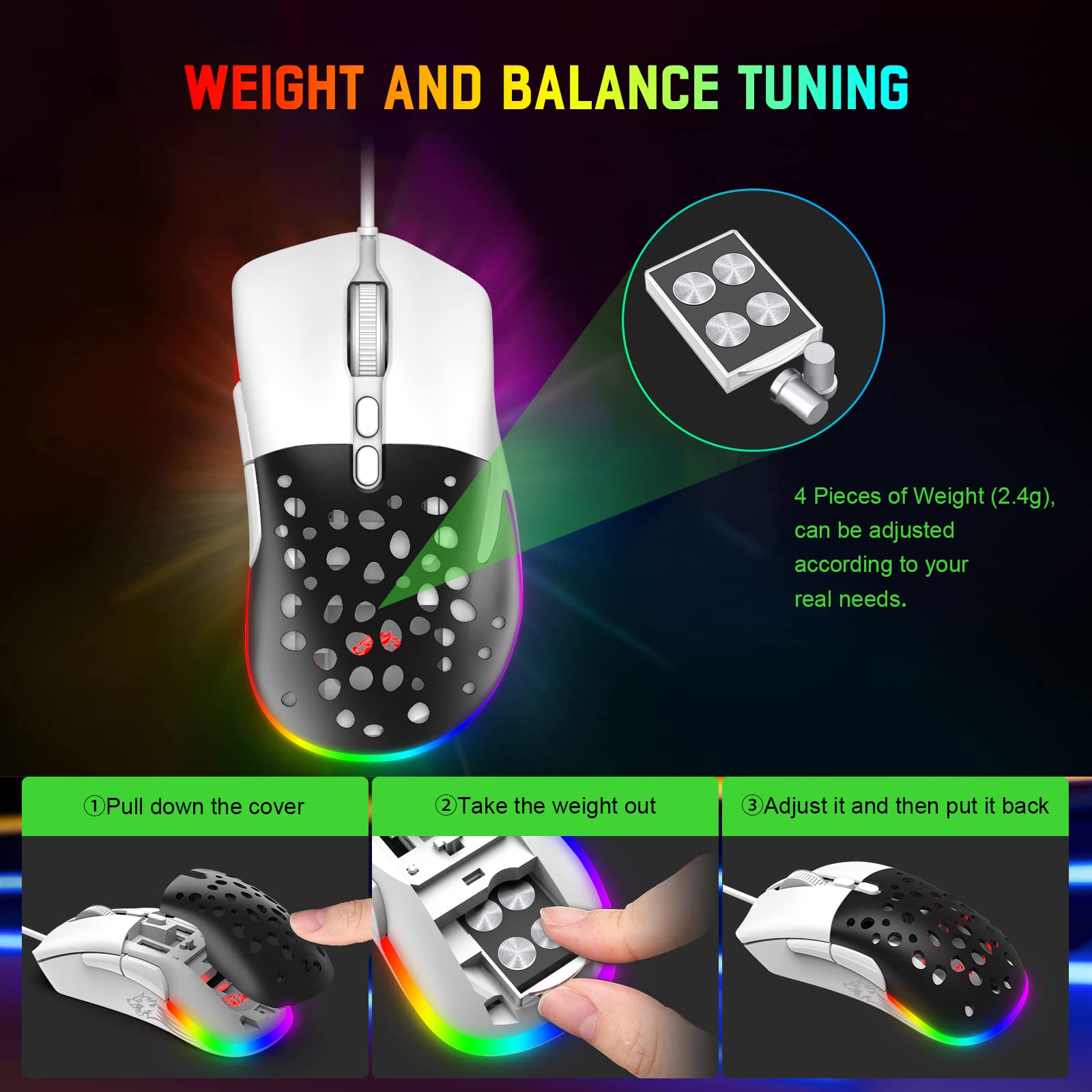 LexonElec K61 60% Percent Keyboard and Mouse Combo,RGB Backlit Gaming Keyboard Mechanical Feel,Honeycomb Ergonomic Mouse 12000 DPI,Gaming Mouse Pad for Laptop PC Gamers(Black)