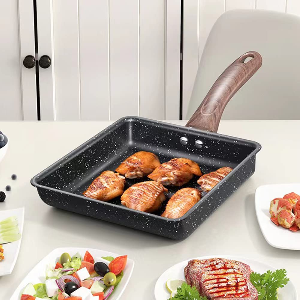 Lchkrep Japanese Omelette Pan-Tamagoyaki Nonstick Pan-Square Pan -Egg Roll Pan-Rectangle Frying Pan-Small Frying Egg Pan, Cooktop Safe, Easy to Clean,6.3 x 7.8 inch (Black)