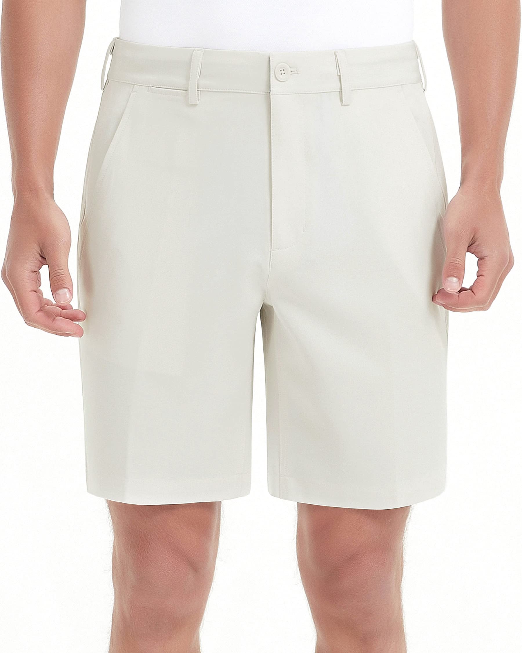 Lesmart Mens Golf Shorts Stretch Bermuda Quick Dry Elastic Waist Relaxed Fit Shorts with Pockets White Sand 44