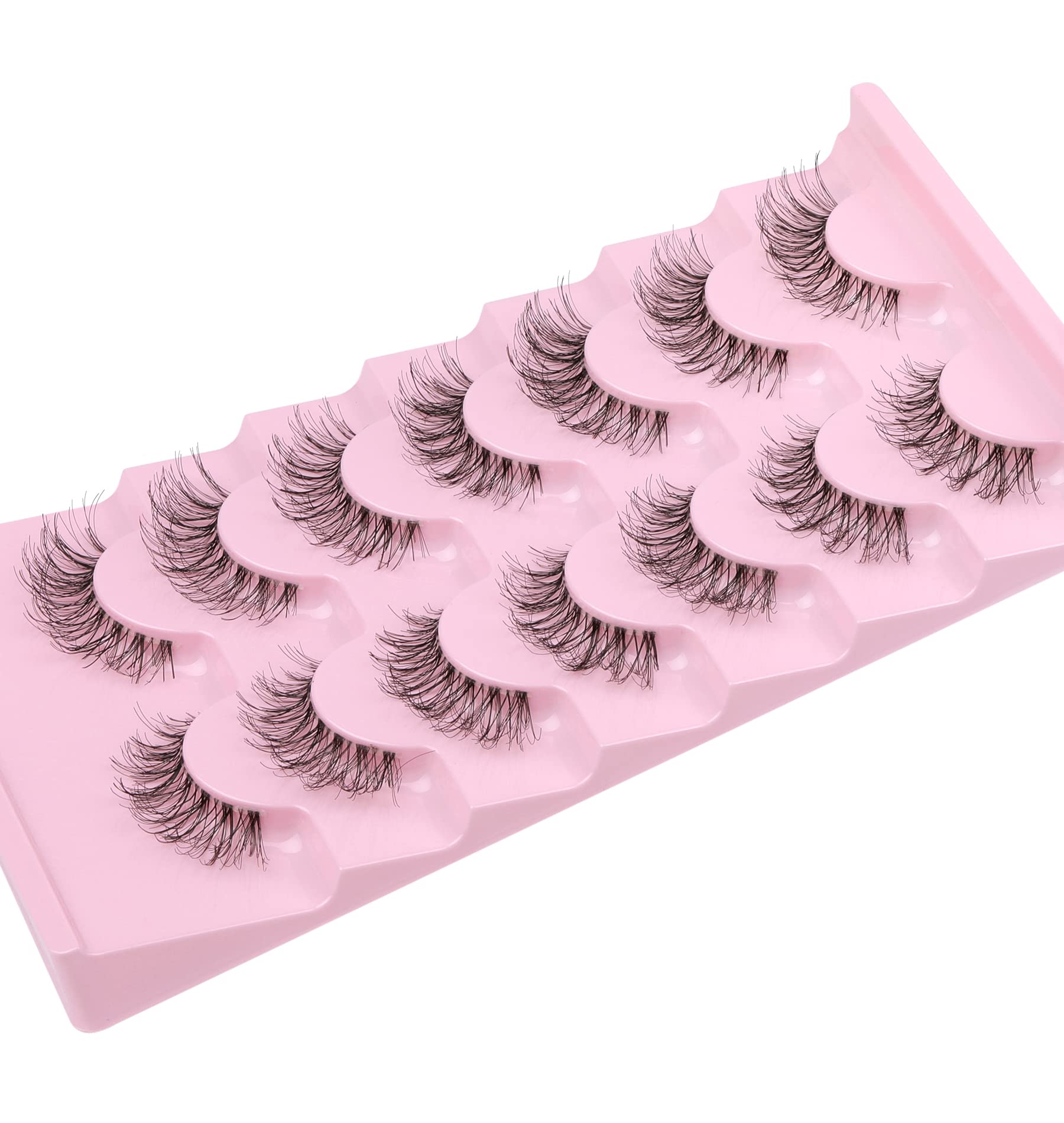 Lashes Wispy Natural Look Cat eye Fluffy Electric False Eyelashes Lvmixwig Clear Band Faux Mink EyeLashes Handmade Reusable Ruffle Silk Lashes Pack