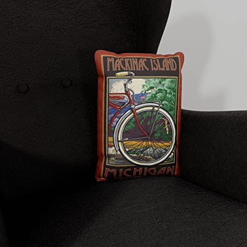 Mackinac Island Michigan Canvas Throw Pillow for Couch or Sofa at Home & Office from Travel Artwork by Artist Paul A. Lanquist 13" x 19".