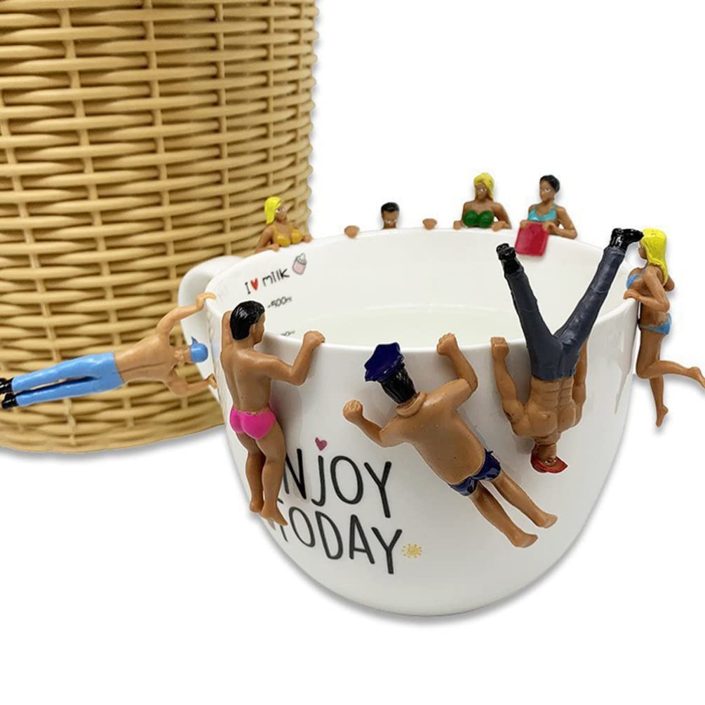 Kisangel 8pcs Miniature Wine Glass Markers Drinking Cup Markers Figures People Edges Doll for Wine Glass Drink Marker
