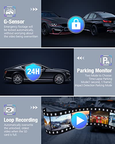 OMBAR Dash Cam 2K Built-in WiFi Car Camera, Dash Camera for Cars with Free 32G SD Card, Front Dashcam, Dash Camera Night Vision, Loop Recording, G-Sensor, 24 Hours Parking Monitor, APP, 150°Wide Angle