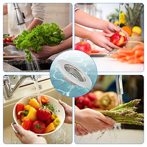 KUFUNG Sink Strainer,2 Pack Basket Stainless Steel Bathroom Sink, Utility, Slop, Kitchen and Lavatory Sink Drain Strainer Hair Catcher (3.5 inch)