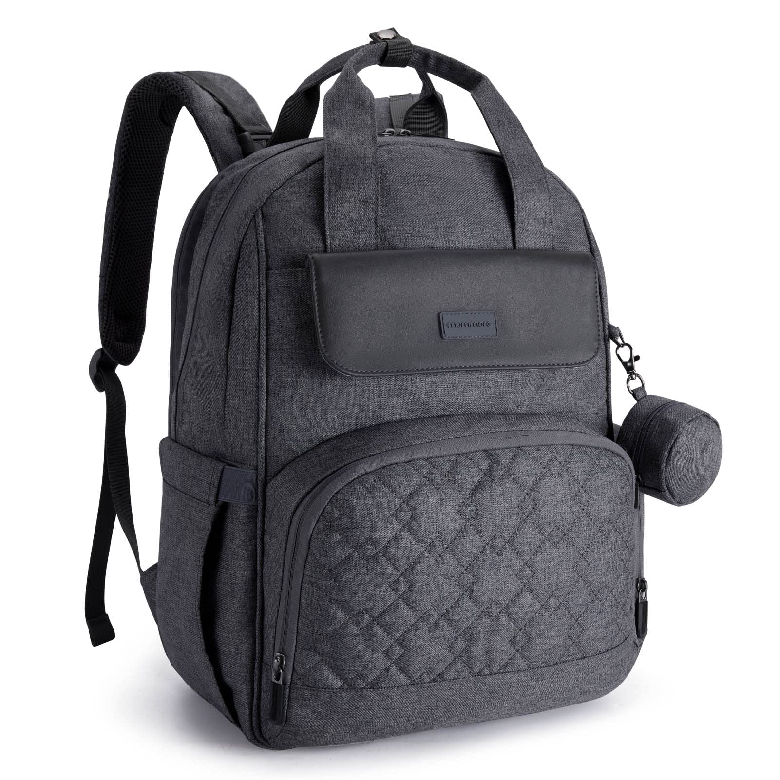 mommore Diaper Bag Backpack Large Travel Diaper Bags with Portable Changing Pad, Pacifier Case and Stroller Straps, Black