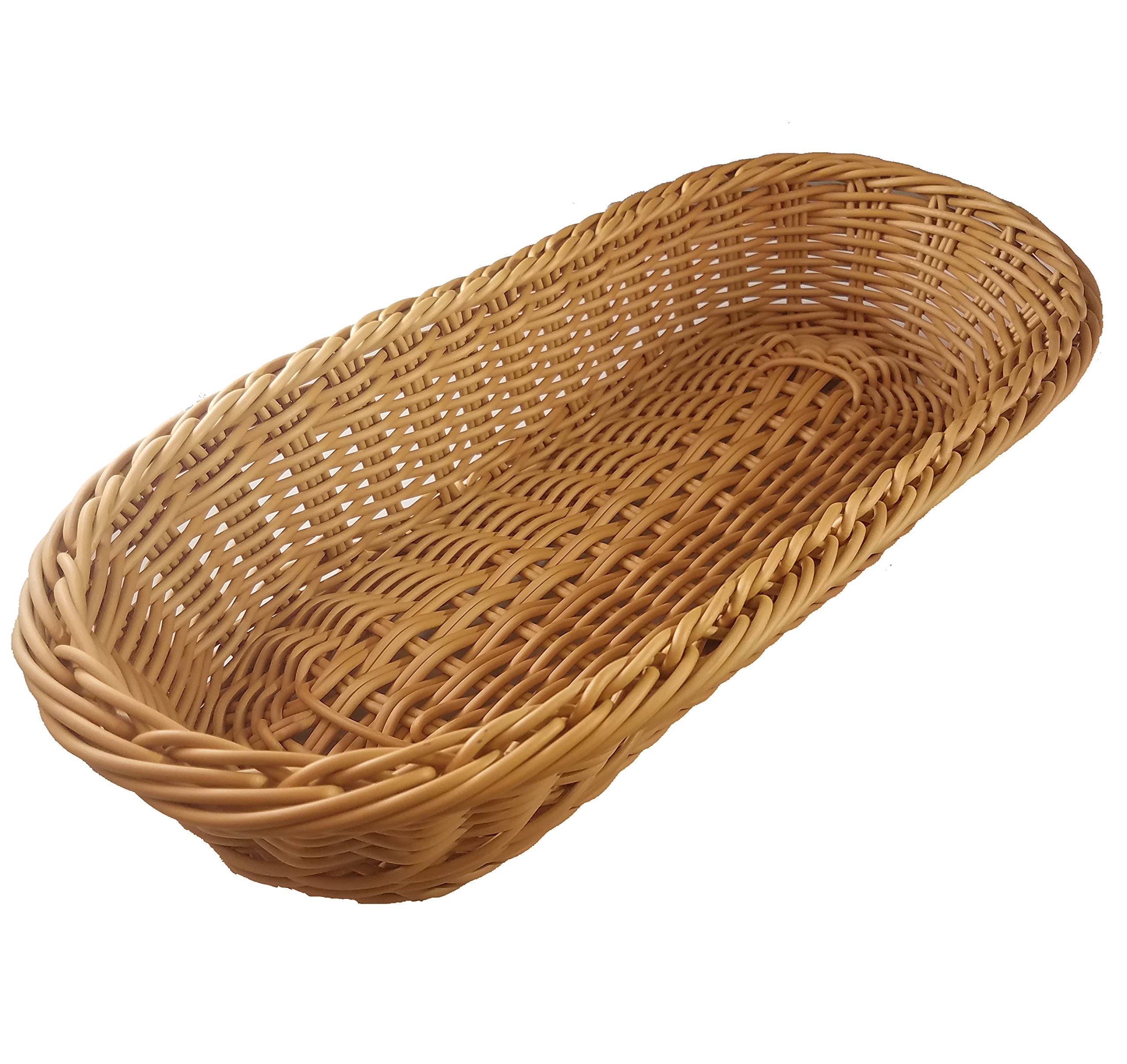 Kovot Wicker Bread Basket - 14.5" Woven Polypropylene Basket β For Food Display and Serving β Snack Organizer Basket