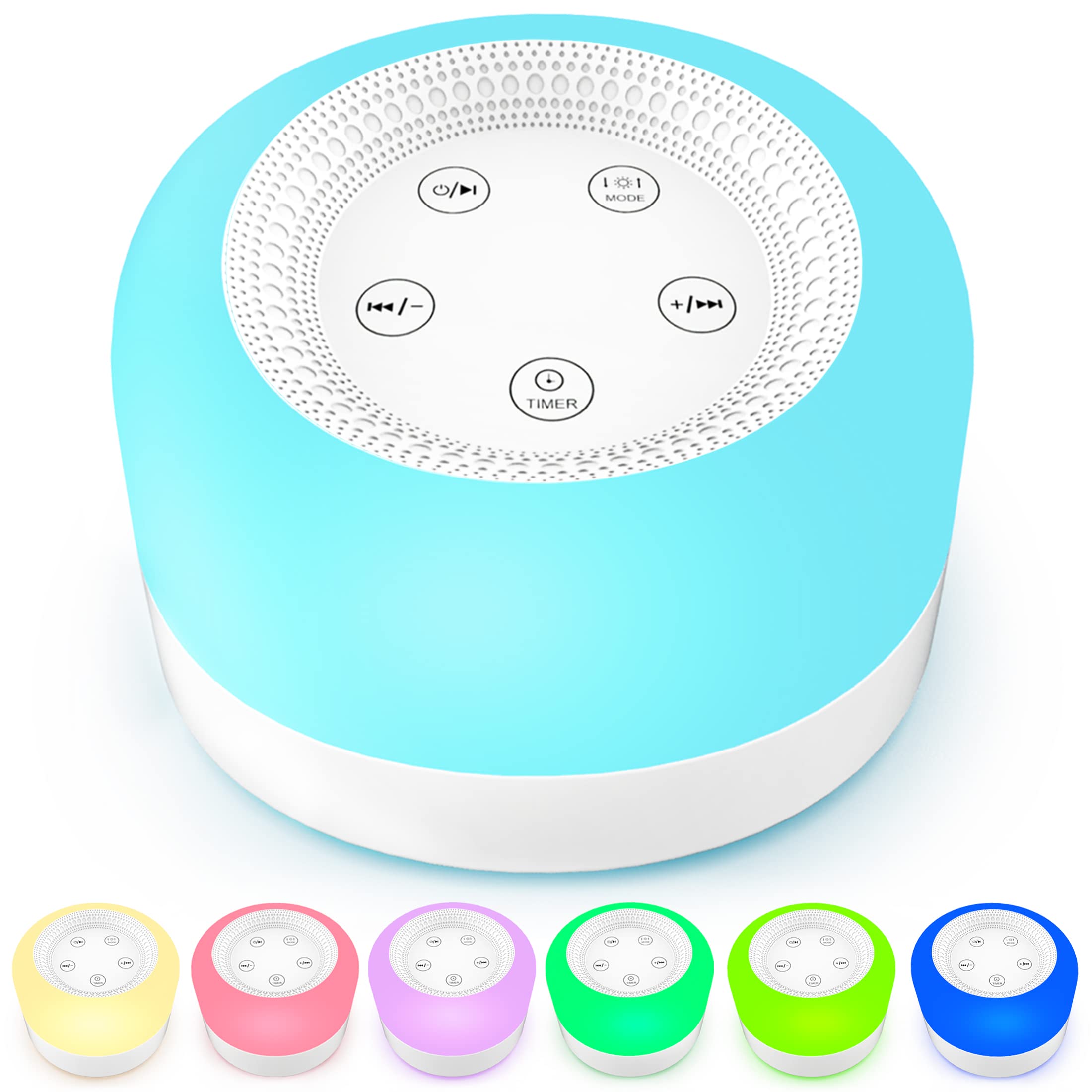 Moeccei White Noise Machine, Baby Sound Machine with 7 Color Night Light, Portable Sleep Machine with Soothing Sounds, Full Touch Control, Timer and Memory Features for Adults Babies(White)