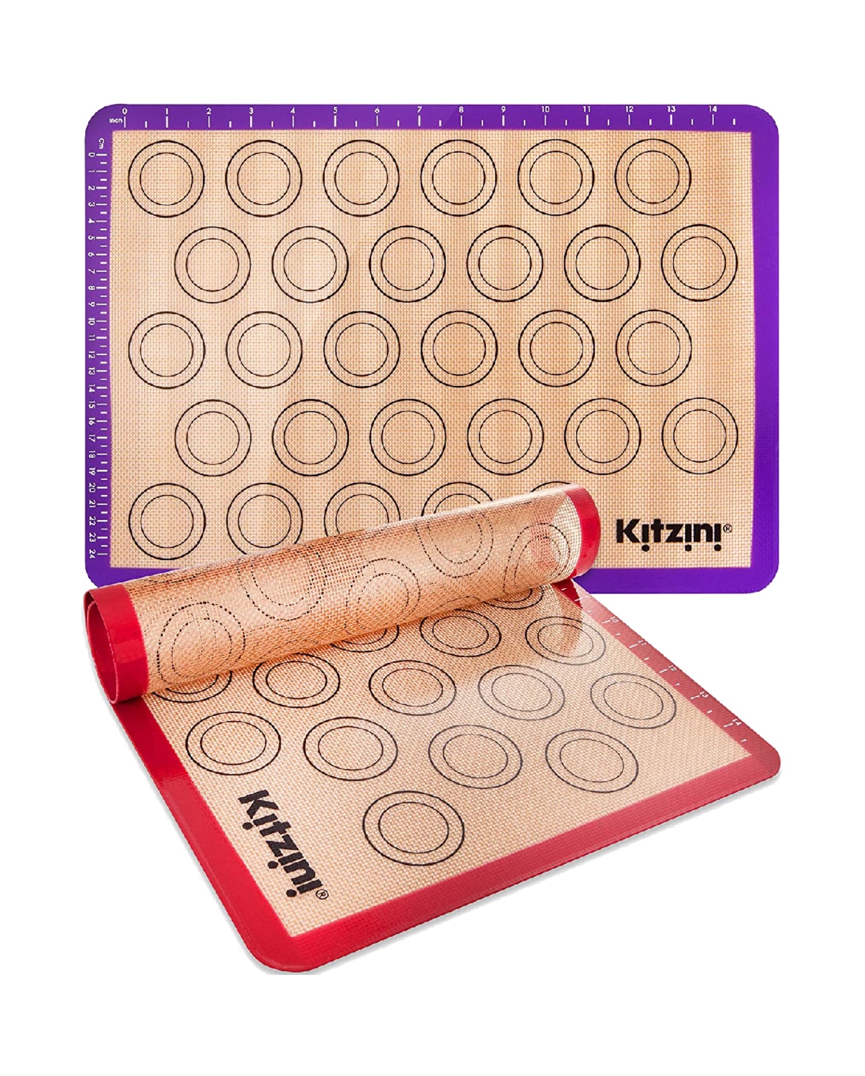 Kitzini Macaron Silicone Baking Mats. 2 Half Macaron Mats. BPA-Free Cookie Sheet. Non Stick Macaron Baking Mat. Professional Grade Silicon Baking Mat. Perfect for Macarons, Macaroons, Pastry & Cookies