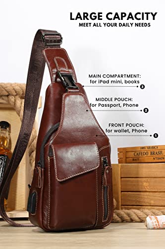 Sling Bag Small Purse Leather for Women Men Crossbody Bag Chest Bags Shoulder Backpack Cross Body Water Resistant