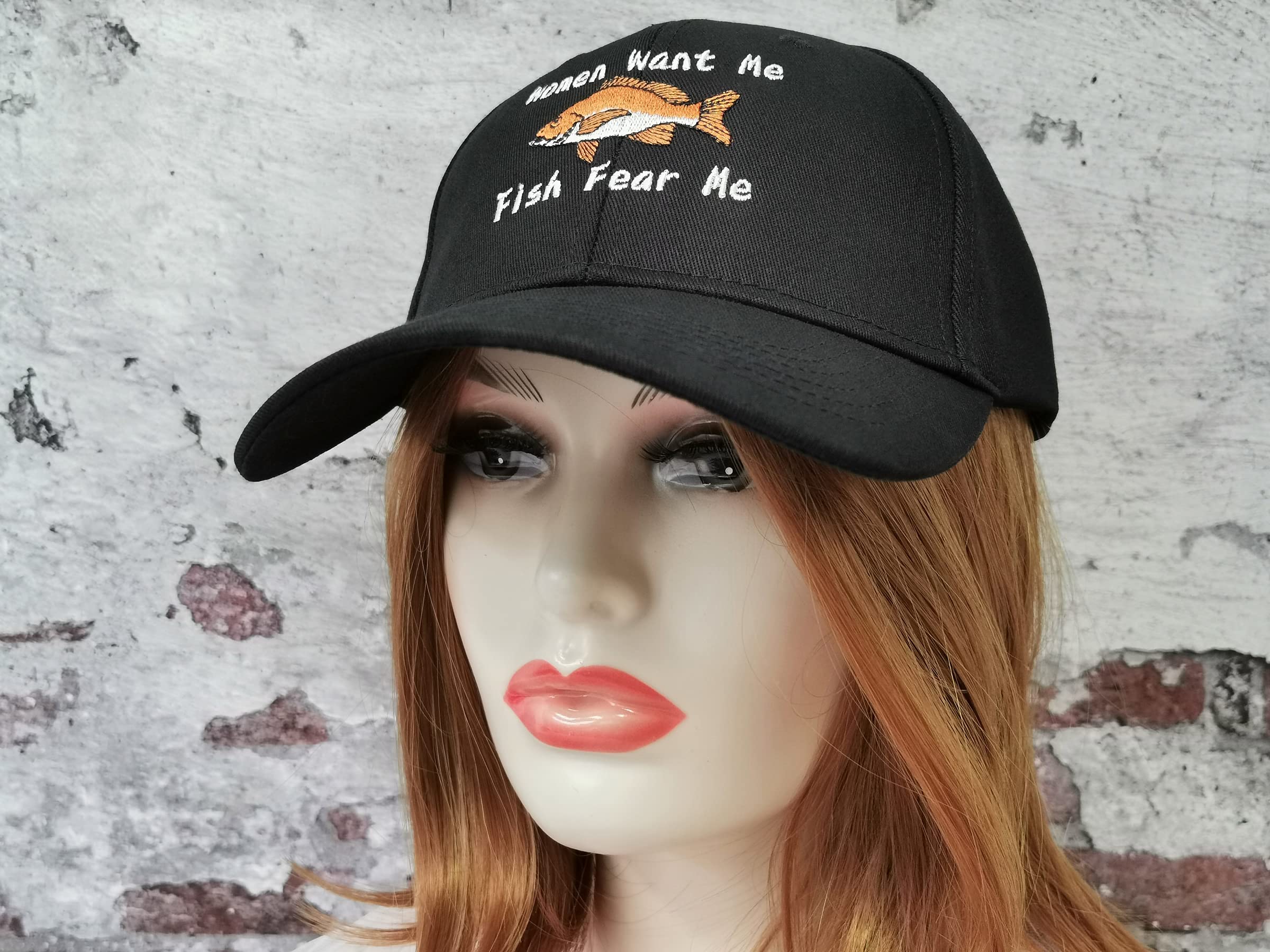Hepandy Women Want Me Fish Fear Me Embroidered Baseball Caps for Men, Adjustable Black Trucker Hats Embroidery Snapback Cotton Animals Dad Hat