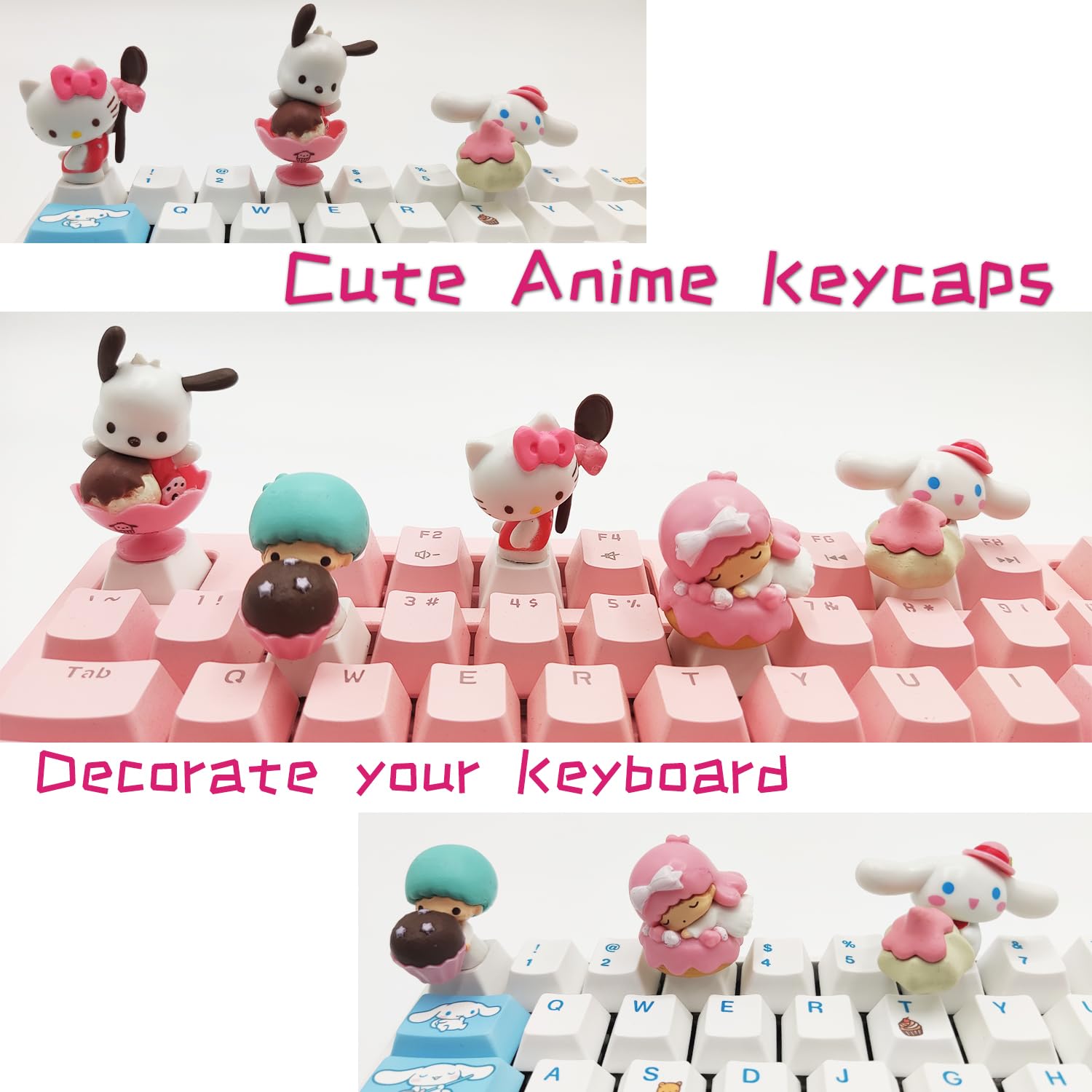 Little Twin Stars Keycaps Japanese Anime White Key Caps,Compatible with Cherry MX Switches Custom Gaming Mechanical Keyboard (Lalaa)