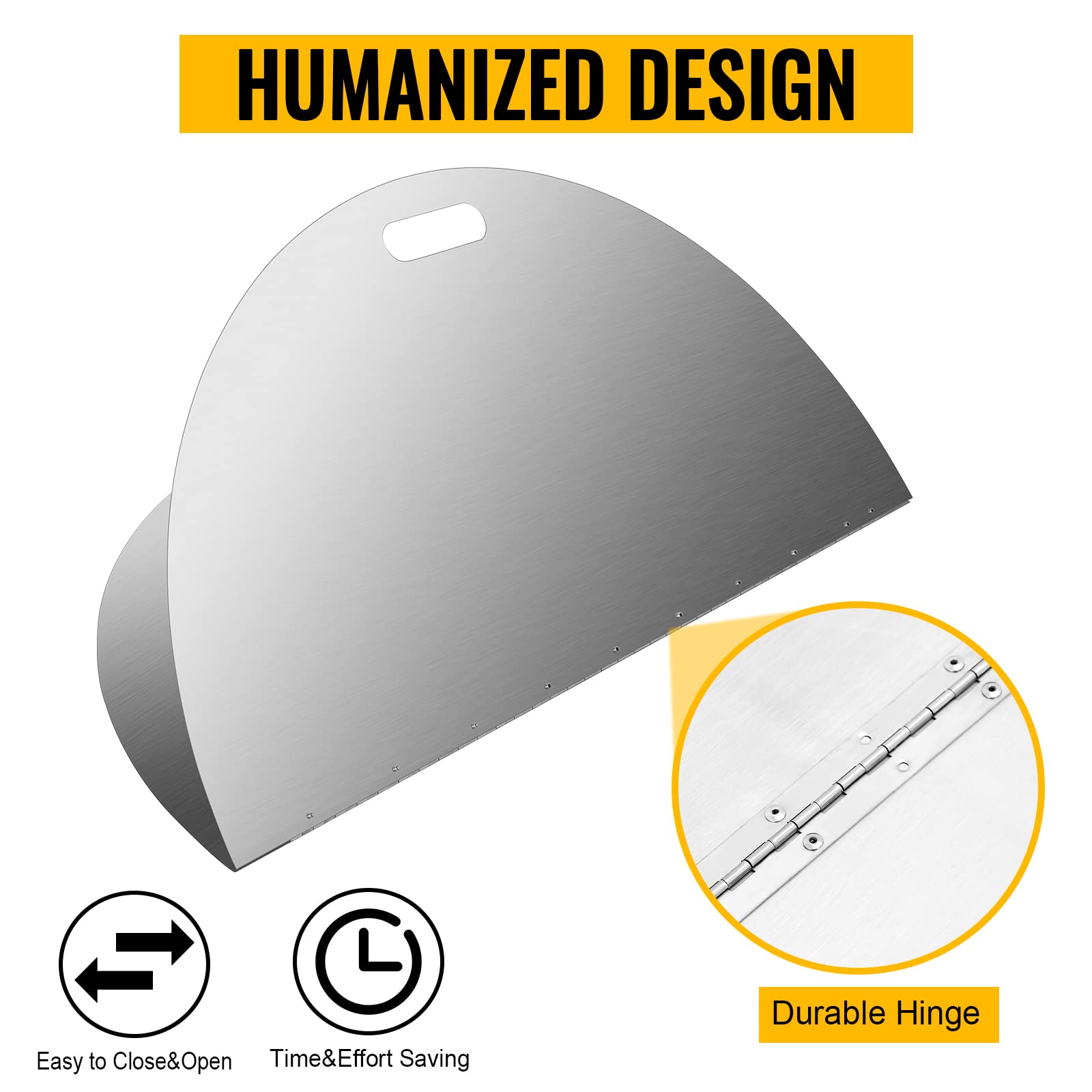 KODOM 40 Inch Round Fire Pit Lid, 304 Stainless Steel Foldable Fire Pit Ring, Fire Pit Ring Cover Edge Built-in Handle Design 3mm Thickness for Any Round Patio Fire Pits