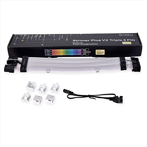 Lian Li Strimer Plus V2 Triple 8 Pin (PW12-PV2) -Addressable RGB VGA Power Cable (No Controller Included) -for Triple 8 PIN GPU Connector For Personal Computer, PW12-PV2 Black
