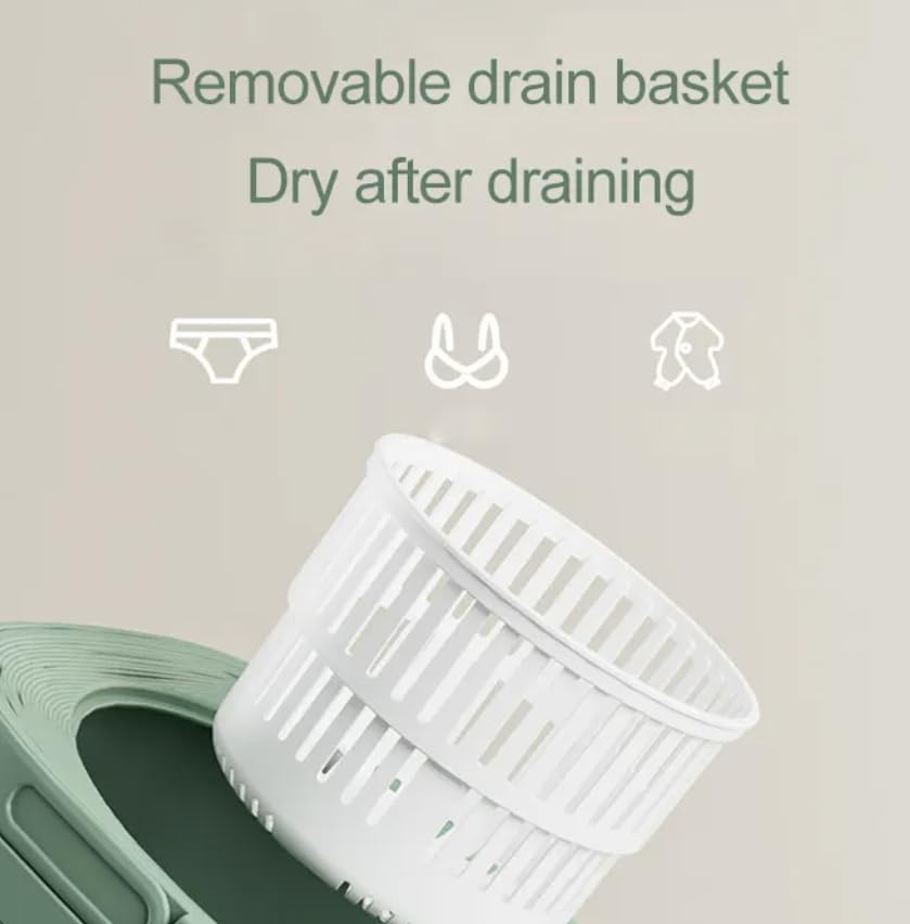 Portable Washing Machine, Home Automatic Foldable Washing Machine, Mini Washing Machine, Small Clothing Washing, Blue Sterilization (Green)
