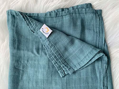 LULLABIES Organic Muslin Swaddle Blankets, Soft Solid Earth Tones 3 Pack Baby Swaddle Blankets Muslin Receiving Blanket Wrap, Large 47 x 47 inches, Solid Color Baby Swaddling (Ocean Waves)