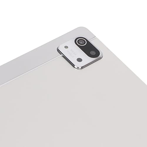 Naroote 10.1 Inch Tablet, 1960x1200 Dual Cameras Speakers 6GB RAM 128GB ROM Silver Tablet for Office (US Plug)