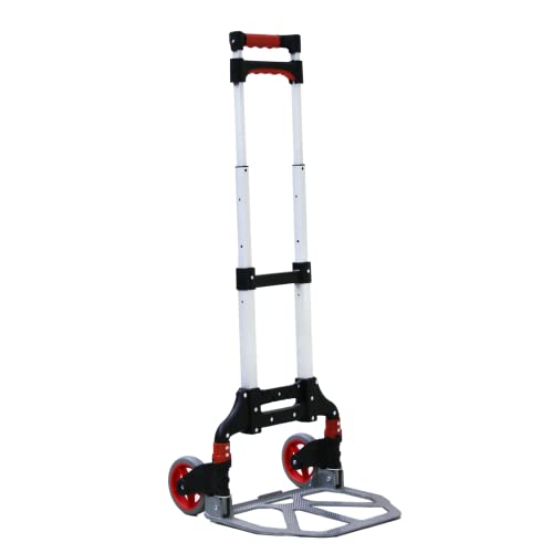 JXUFDHO Folding Hand Truck Portable Folding Dolly, Foldable Hand Truck Portable Dolly Cart Trolley Luggage Cart for Moving Home, Auto, Office,Travel Use, 180 lbs Capacity Aluminium